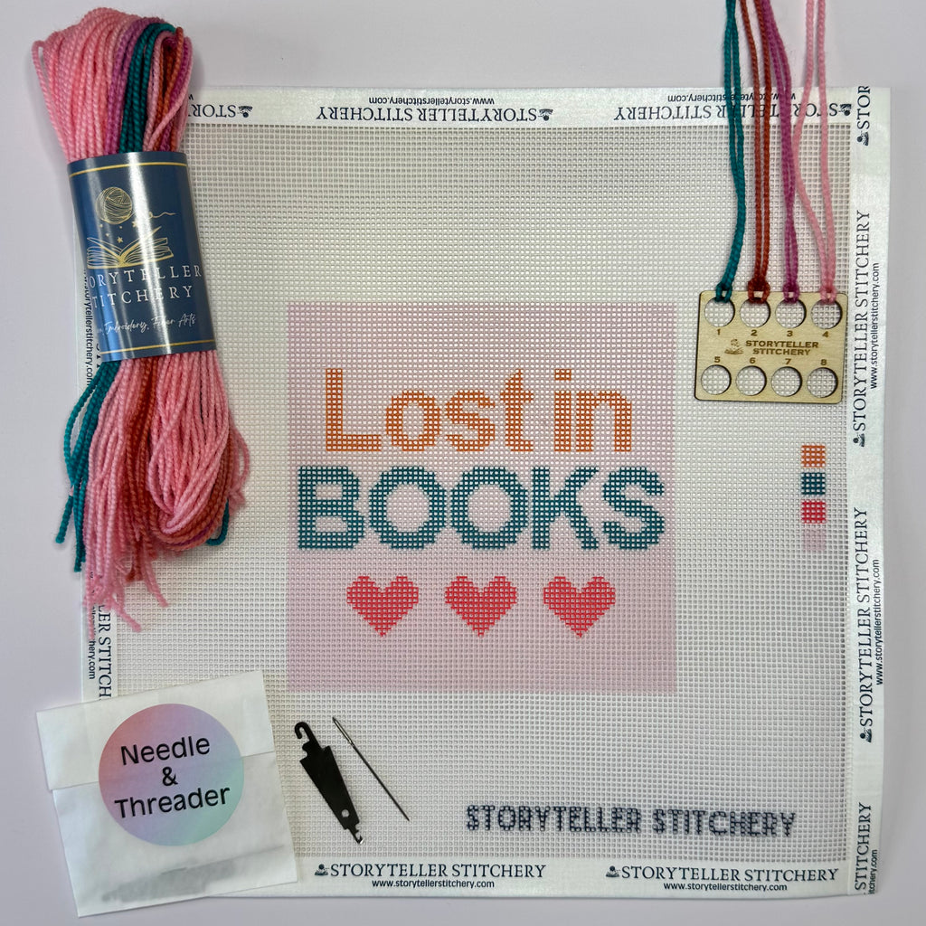 Lost in Books Kit — Modern Needlepoint Kit (Small Design) – Storyteller Stitchery